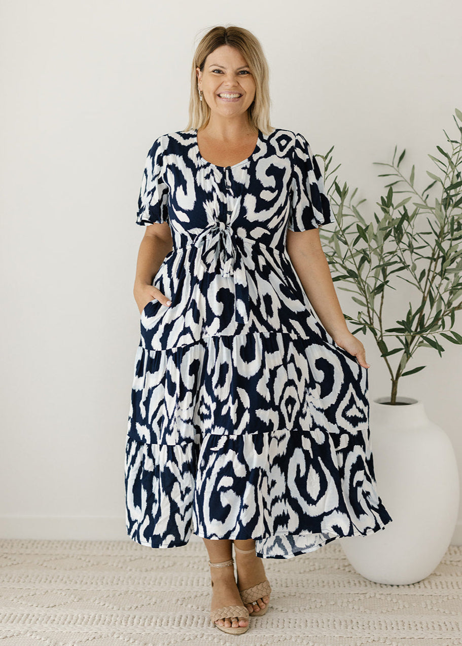 Azalea Midi Dress - Ladies plus size fashion dress in abstract print ...