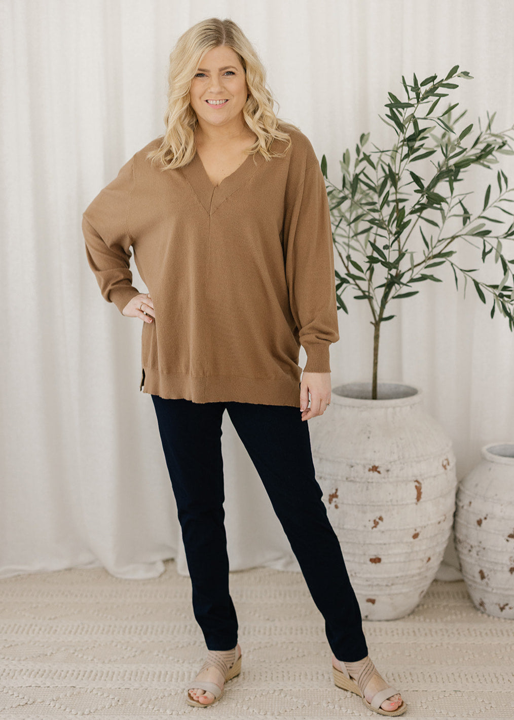 Holly Knit in Tan - Plus size womens fashion jumper – Love Style Co ...